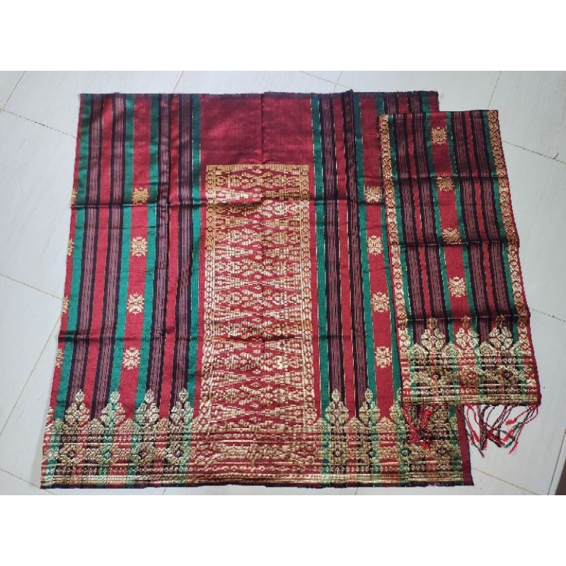 Jual Songket silungkang dan selendang best seller liris warna marun dan hijau | Shopee Indonesia