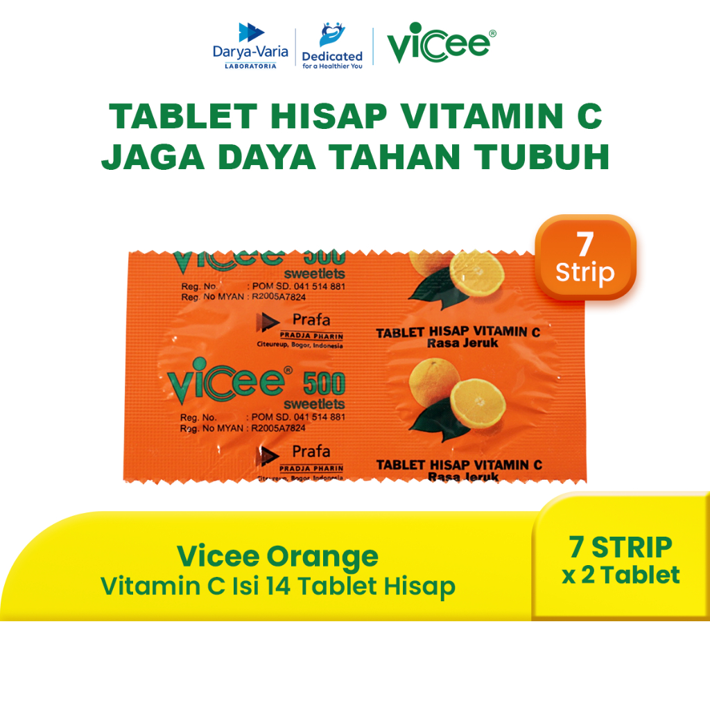 Jual Vicee Orange Vitamin C Suplement Harian Isi 14 Tablet Hisap (7 ...