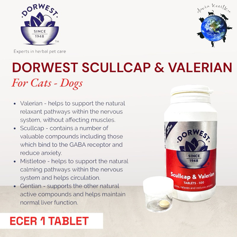 Jual Dorwest Scullcap & Valerian Tablets For Cats & Dogs - Anti Stress ...