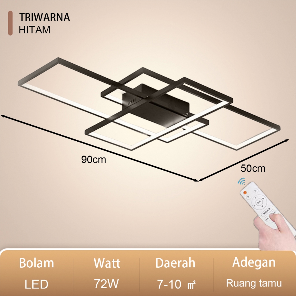Jual Lampu Plafon Ruang Tamu Nordic Kepribadian Kreatif Persegi Kamar ...