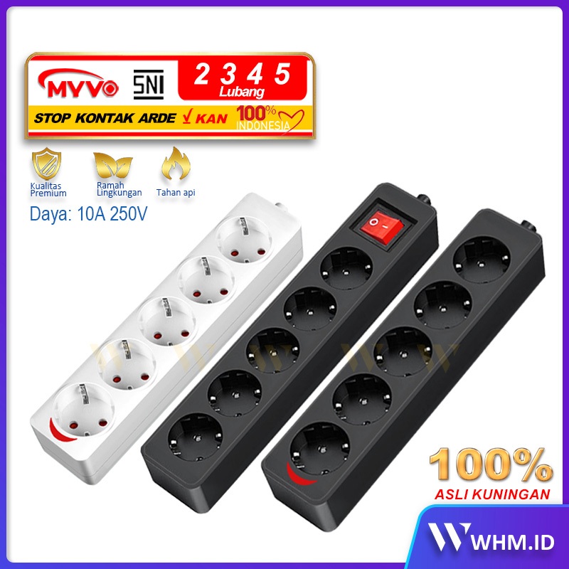 Jual MYVO SNI Stop Kontak Arde 2L 3L 4L 5 Lubang Hitam Dan Putih On/Off Colokan Listrik Switch ...