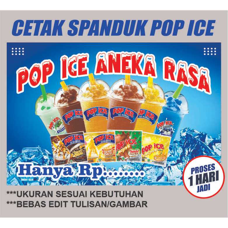 Jual Banner Spanduk Pop Ice Costum Bebas Gambar | Shopee Indonesia