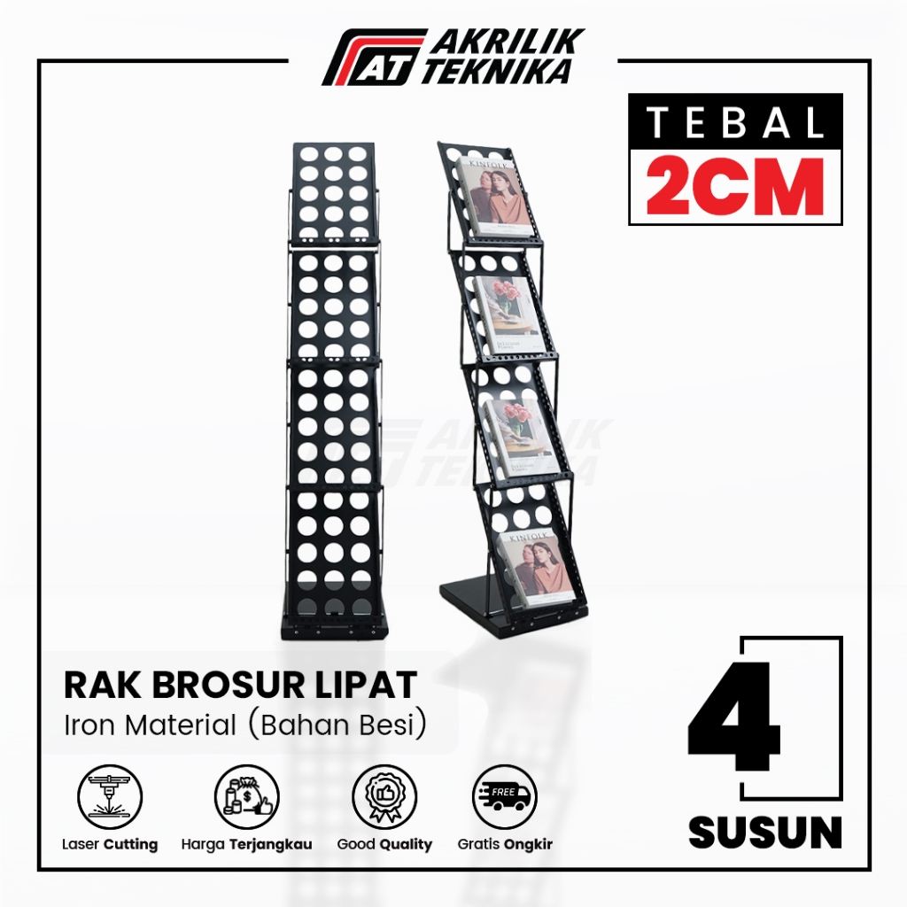 Jual Rak Brosur Display Majalah 4 Susun Lipat Besi | Shopee Indonesia