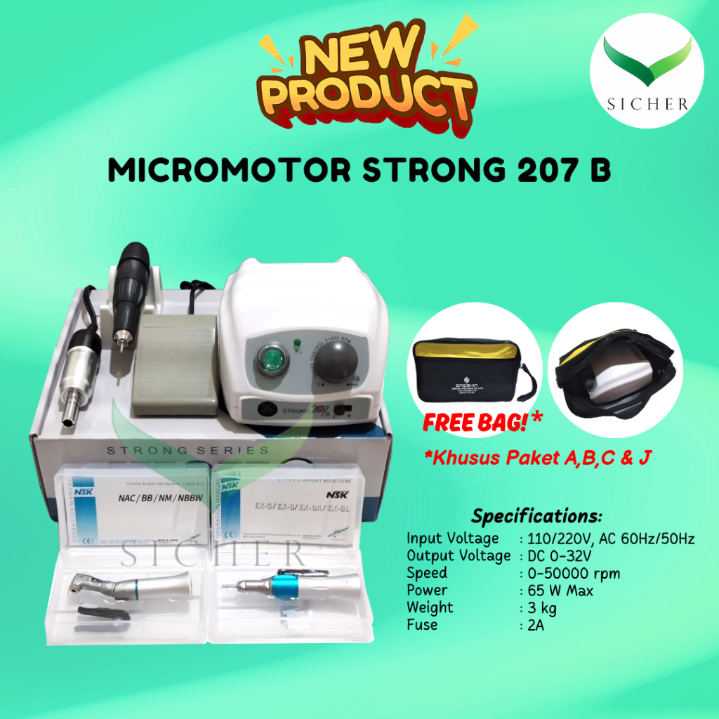 Jual Mikromotor STRONG 207 Highspeed Lowspeed / Micromotor / Mikro ...