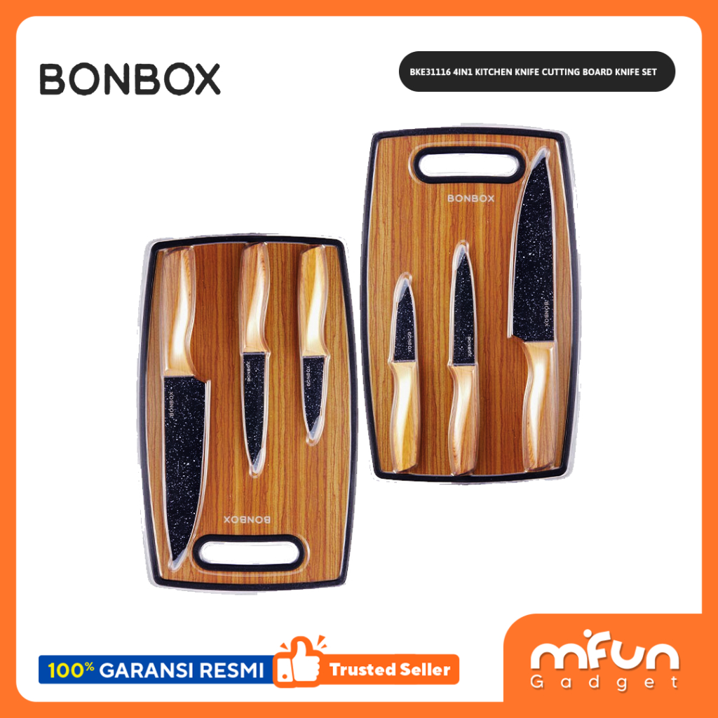 Jual BONBOX Set Pisau Talenan 4in1 Kitchen Knife Set Wood Grain ...