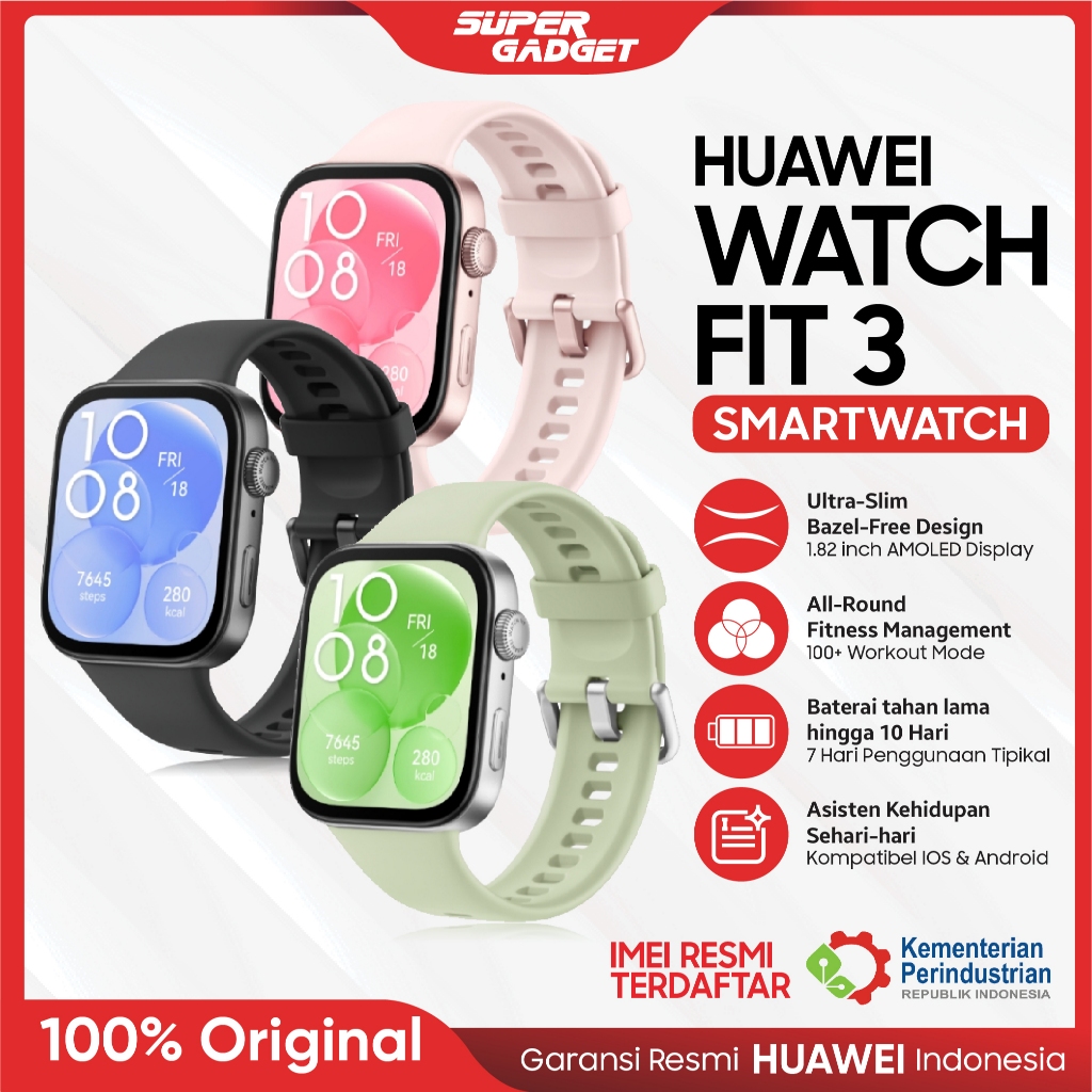 Jual HUAWEI Watch Fit 3 Smartwatch Fit3 Ultra Slim Jam Tangan Digital ...