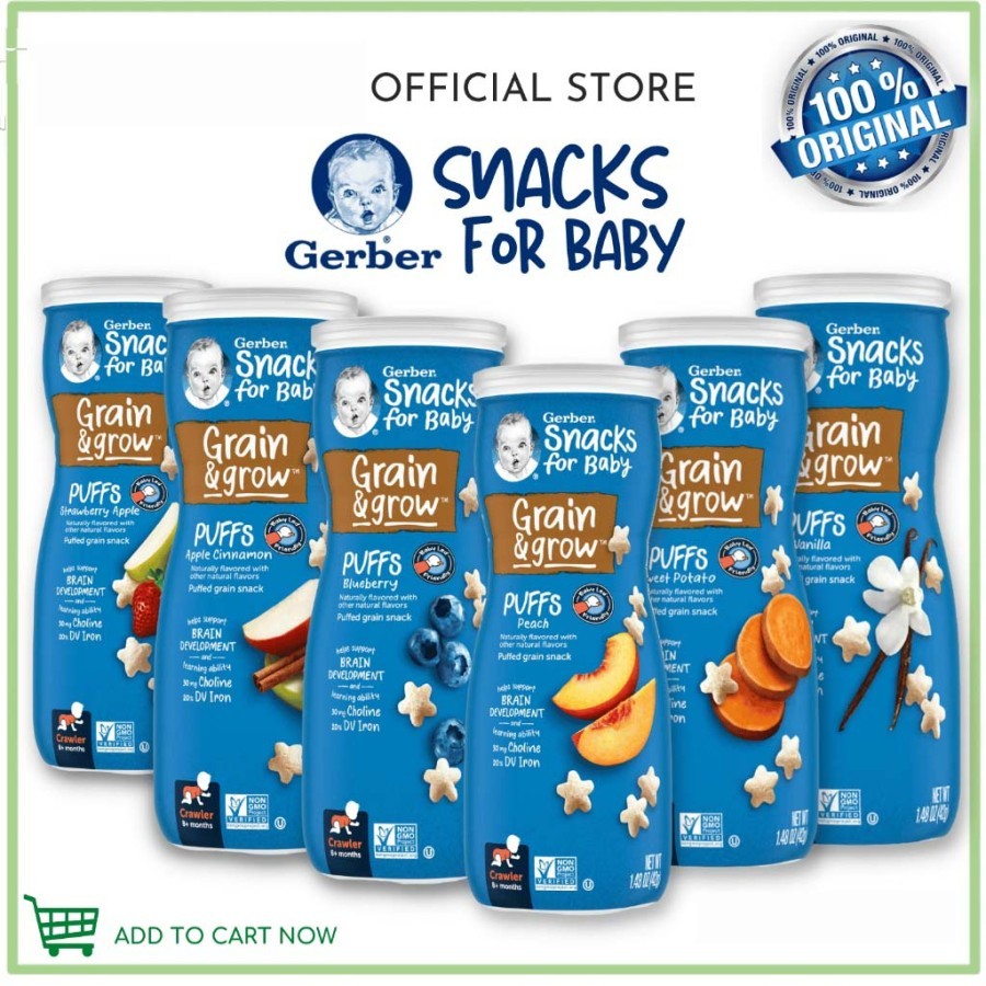 Jual Gerber,Baby Snack,Grain & Grow,Puffs,Puffed Grain Snack, 8+ Month ...