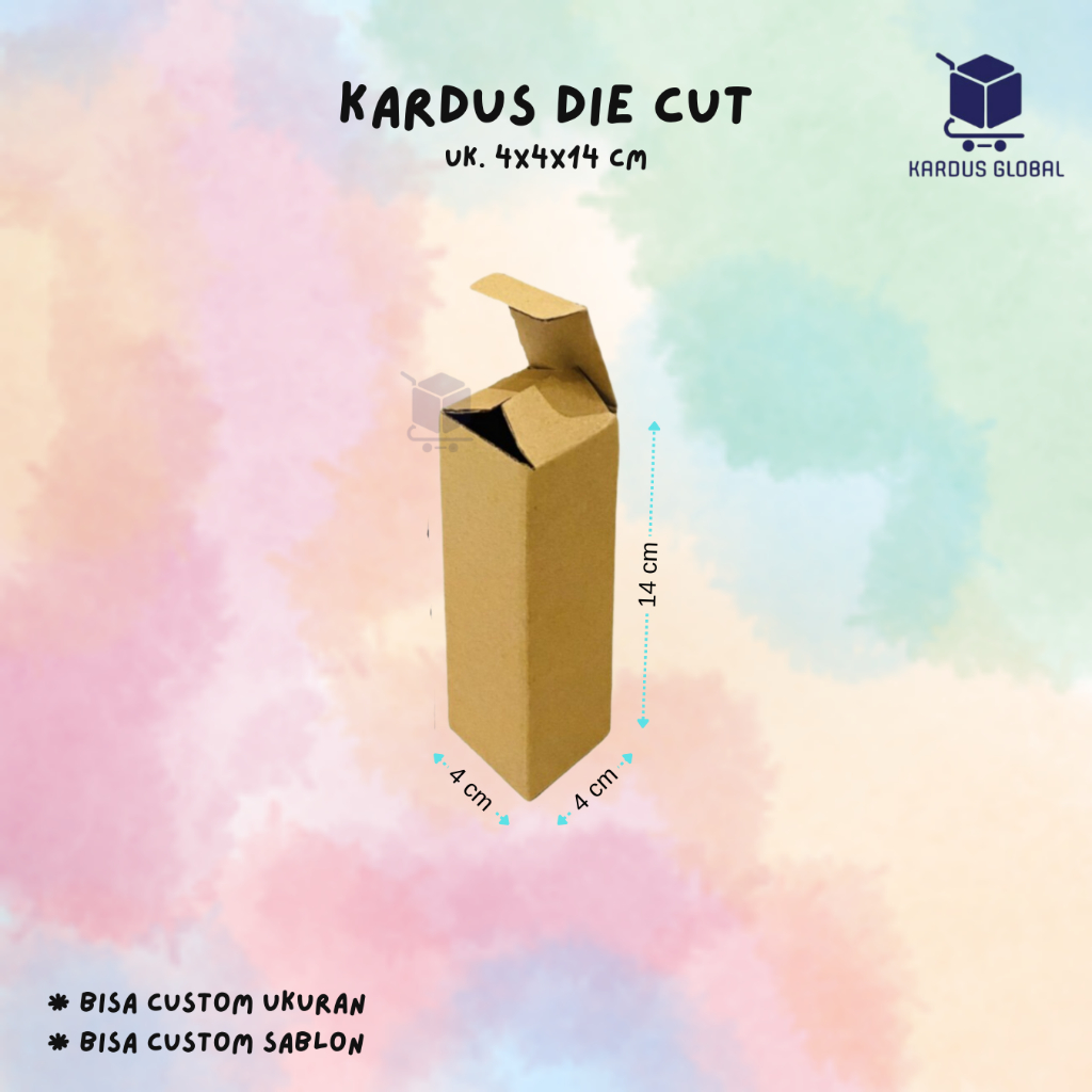 Jual KARDUS DIE CUT POLOS BARU UKURAN 4x4x14 CM | Shopee Indonesia