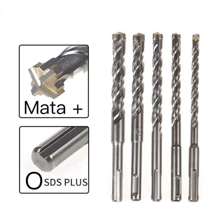 Jual Mata Bor Beton Impact Hammer Drill Bit SDS Mata + Ukuran 6mm / 8mm / 10mm / 12mm / 14mm ...