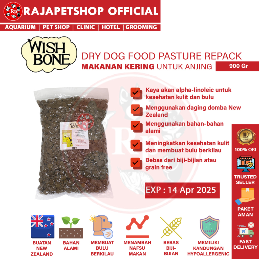 Jual ( PAKAN ) WISHBONE DRY DOG PASTURE REPACK 900 GR DRY FOOD MAKANAN ...