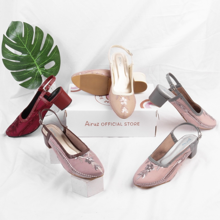 Jual AIRUZ Sandal Heels Brukat 5cm Eliza | Sandal Wisuda Heels Tali ...