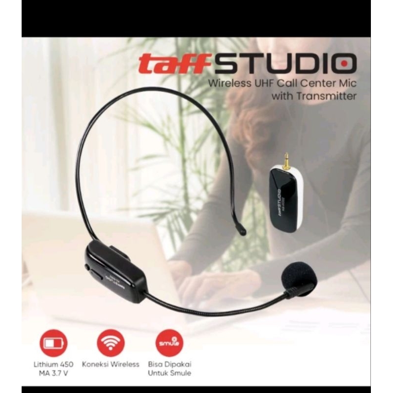 Jual TaffSTUDIO Wireless Microphone UHF / 2.4G Model Call Center with Transmitter - HX-W002 W021 ...