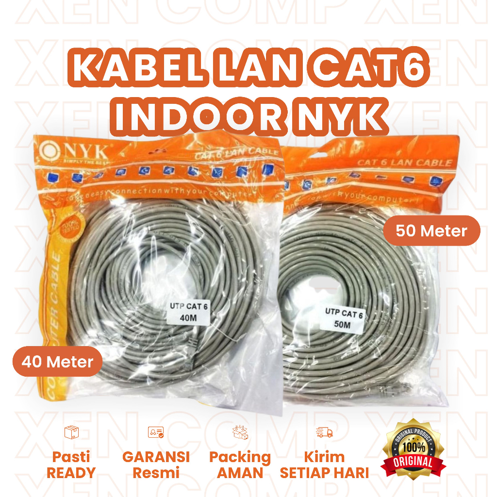 Jual KABEL LAN UTP NYK CAT 6 40 METER / 50 METER / kabel LAN utp cat6 Nyk 40m / 50m | Shopee ...
