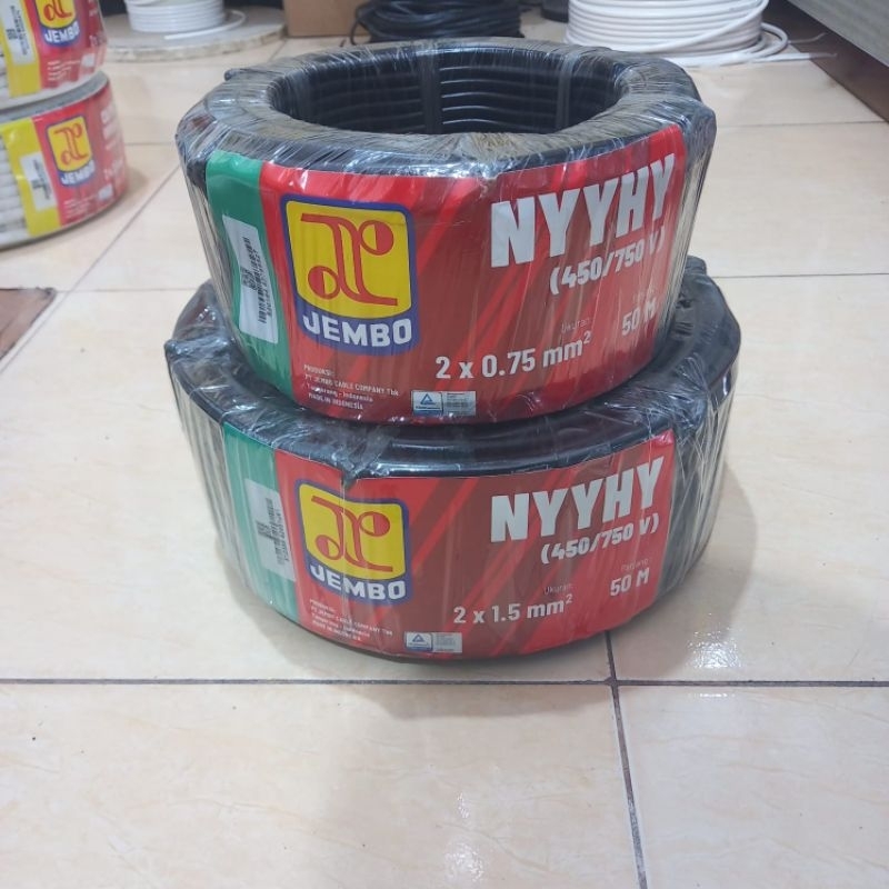 Jual JEMBO Kabel Serabut NYYHY 2x0.75 / 2x1.5 mm Hitam SNI LMK - Per Meter | Shopee Indonesia