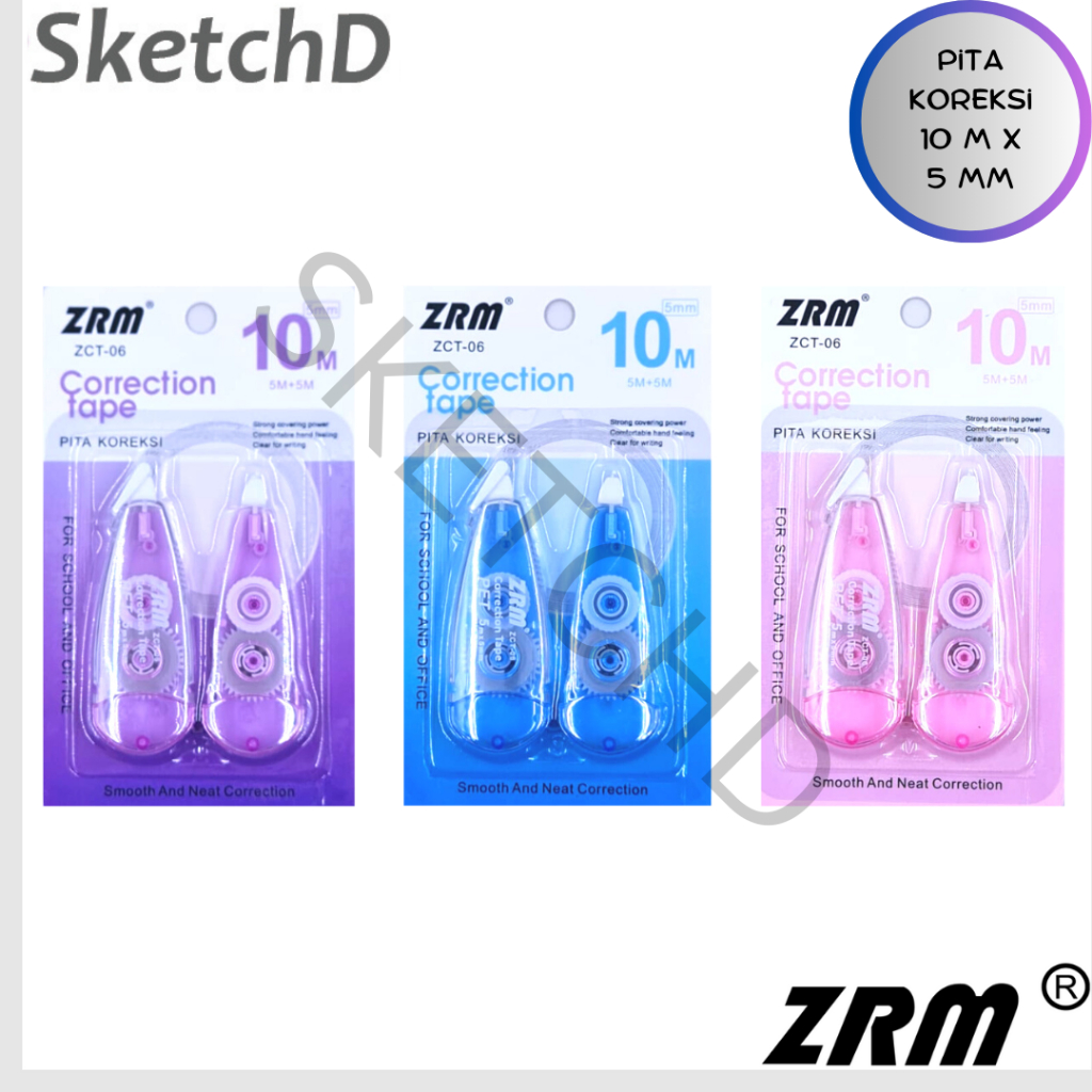 Jual Correction Tape 5mm x 5M + Refil 5M TipeX Kertas ZRM ZCT06 Tip X ...