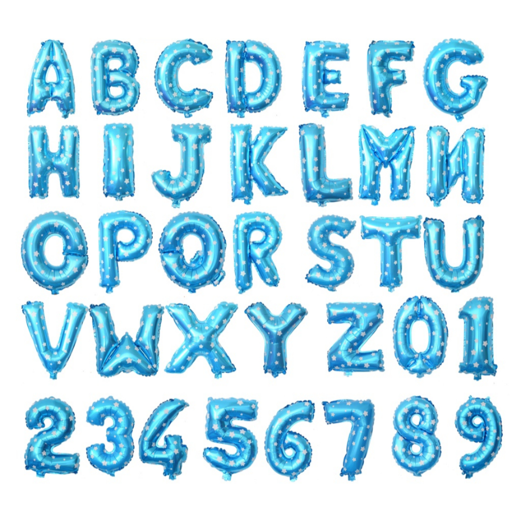 Jual Balon Foil Huruf Abjad Alphabet Biru 16 Inch 40cm A-Z Balon Foil ...