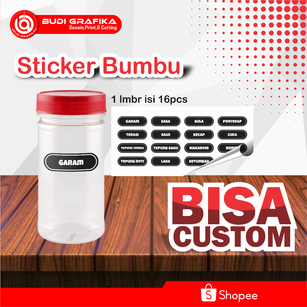Jual Sticker Label Bumbu Dapur Sticker Toples Nama Bumbu Dapur Custom ...