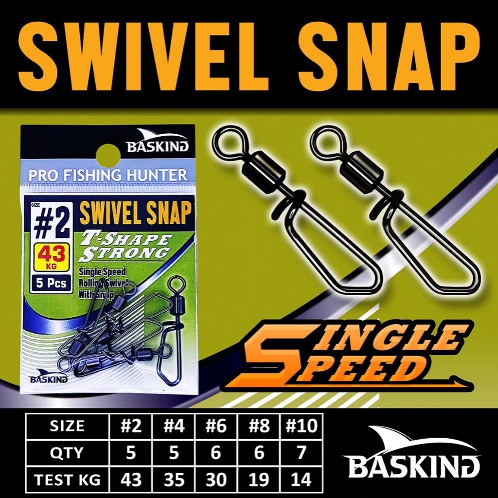 Jual BASKING SNAP SINGLE ROLLING SWIVEL T SHAPE STRONG SINGLE SPEED ...