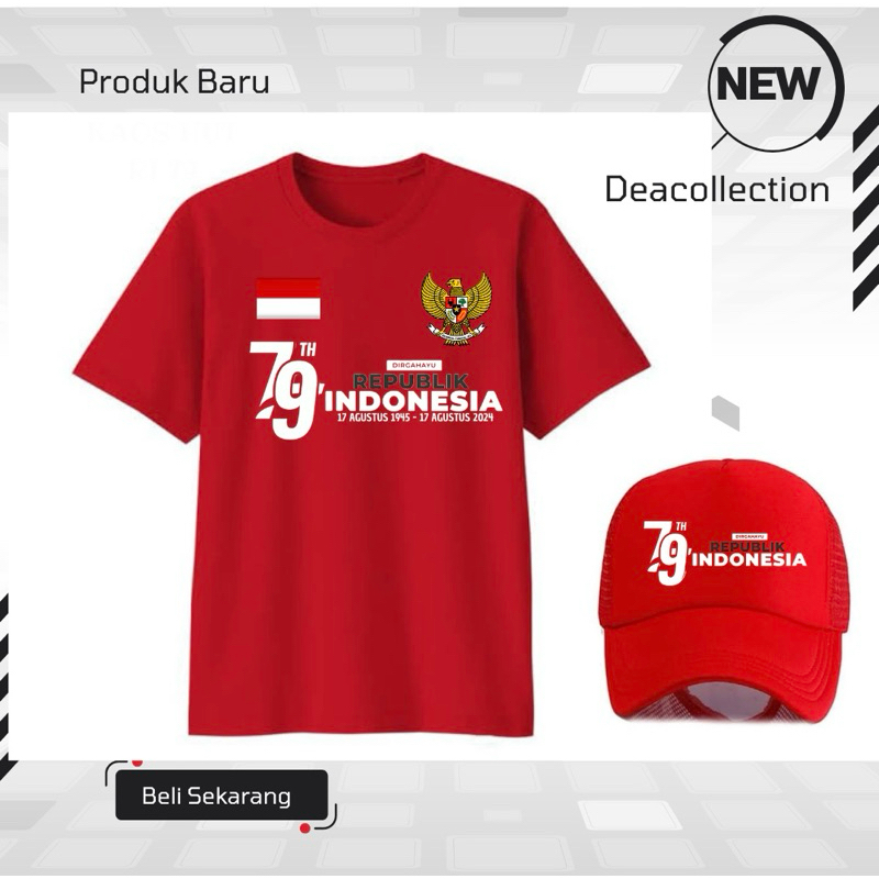 Jual KAOS HUT RI BONUS TOPI // KAOS 79 TAHUN INDONESIA // KAOS 17 AGUSTUSAN | Shopee Indonesia
