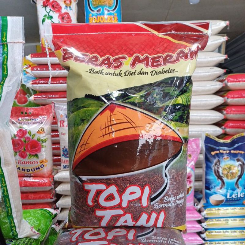 Jual beras merah topi tani 5kg premium super | Shopee Indonesia