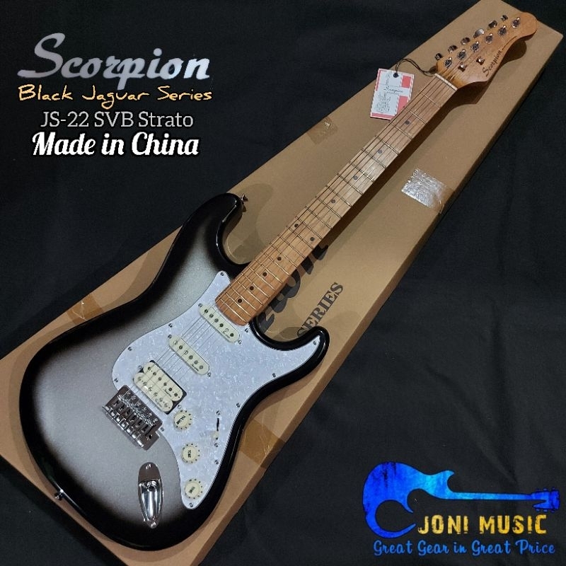 Jual Gitar Scorpion Black Jaguar Series JS-22 Stratocaster Model HSS Roasted Maple | Shopee ...
