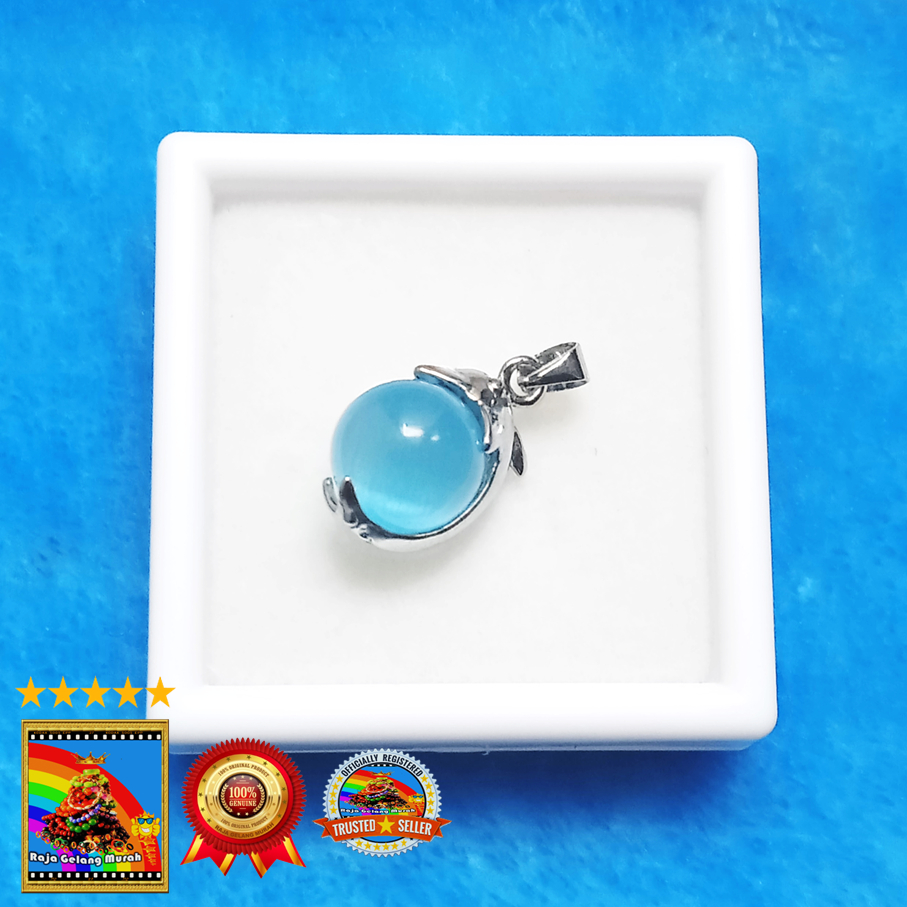 Jual Liontin anti stress Cat Eyes 11 mm bulat motif Dolphin Biru ...