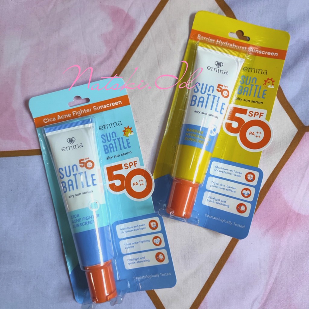 Jual [NEW] EMINA Sun Battle SPF 50 PA++++ BARRIER HYDRABURST & CICA ACNE FIGHTER 30ml | Shopee ...