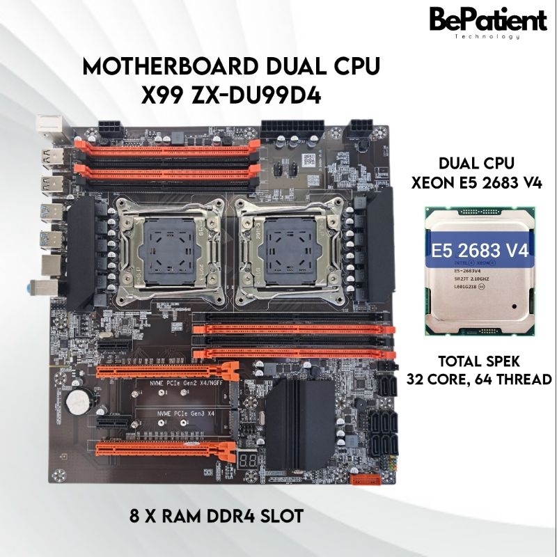 Jual Motherboard X99 Dual CPU LGA 2011-3 + Xeon E5 V3/V4 | Shopee Indonesia