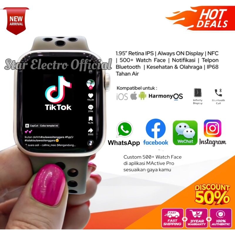 Jual Jam Tangan Android Hp Bisa WA Tahan Air Smart Watch Pria Wanita ...
