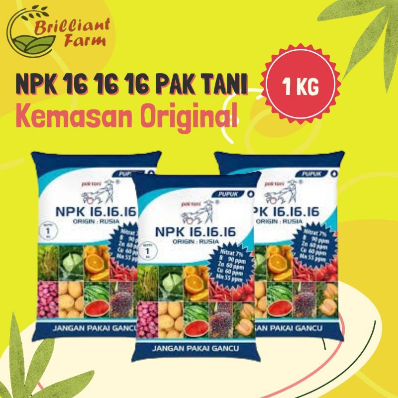 Jual Pupuk NPK 16 16 16 Pak Tani kemasan original pabrik @ 1 kg | Shopee Indonesia