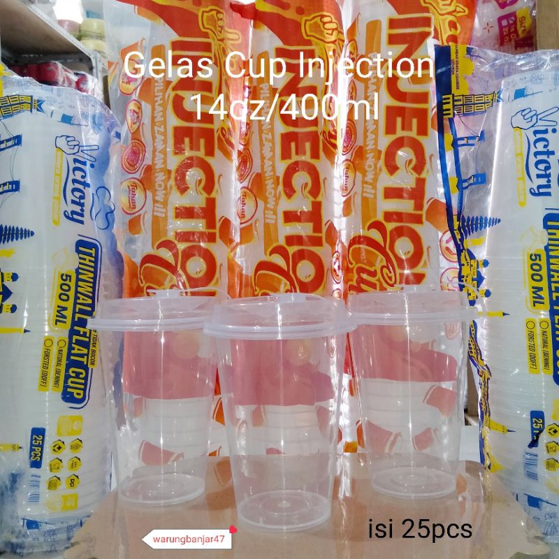 Jual [ISI 25PCS] Gelas Cup Injection Victory 14oz 400ml Gelas injection ...