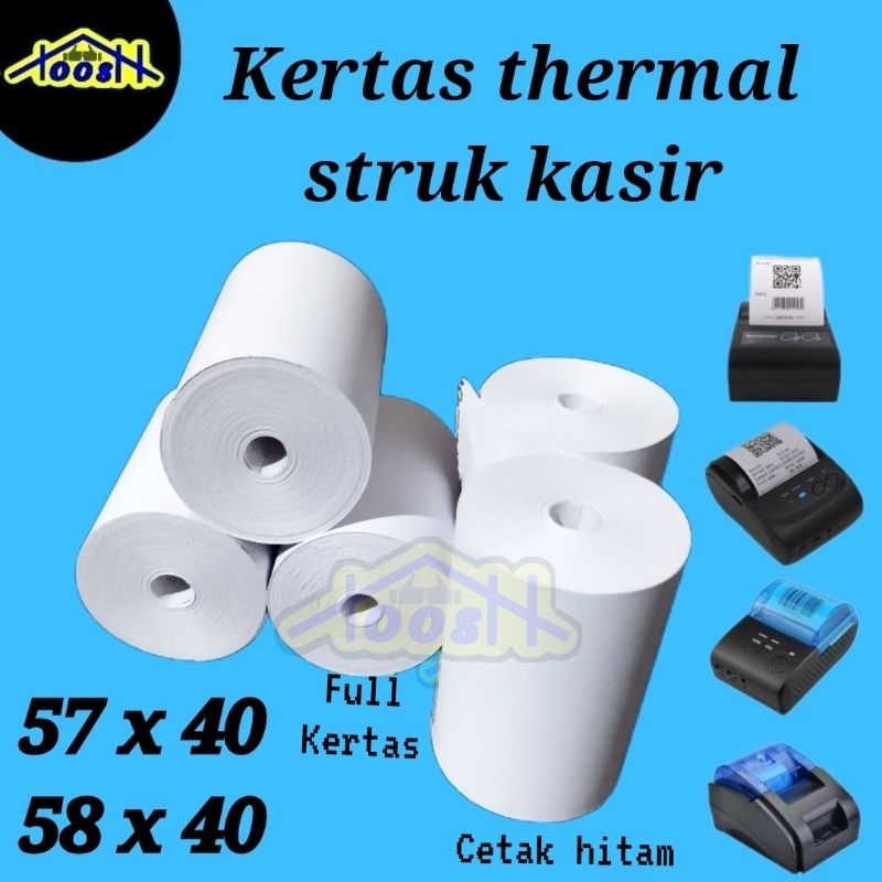 Jual Kertas Thermal struk 58x40 57x40 kertas struk edc 58x40 kertas ...
