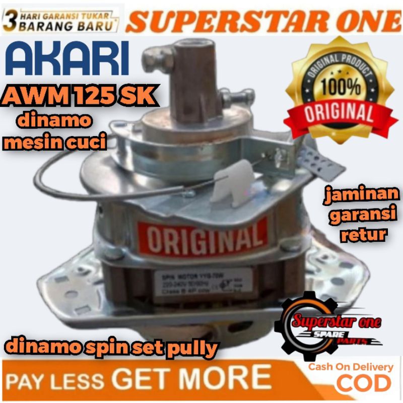 Jual dinamo/motor spin/pengering mesin cuci AKARI AWM 125 SK SET PULLY SPIN | Shopee Indonesia