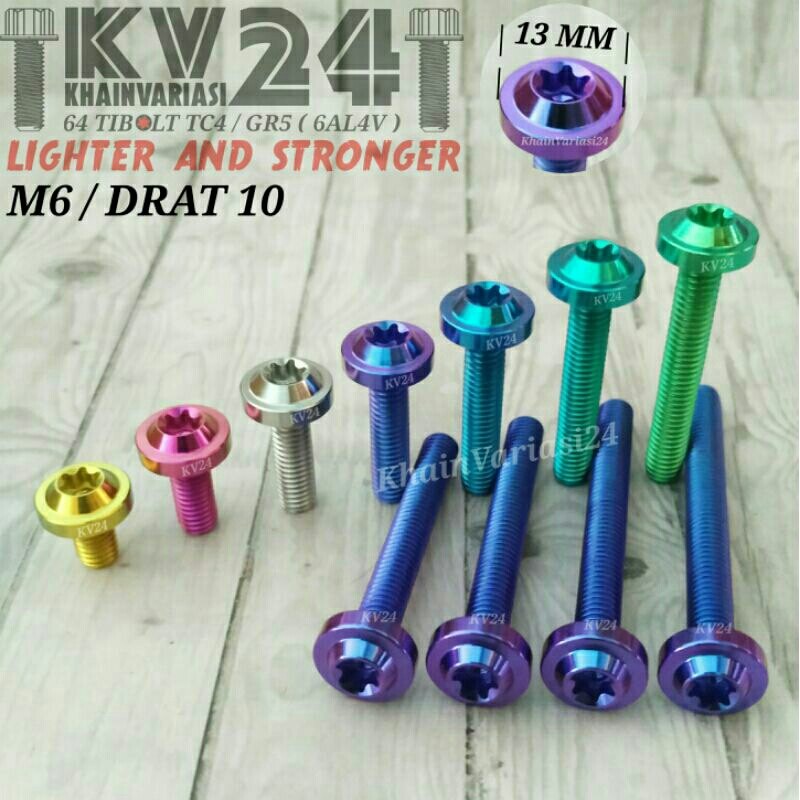 Jual Baut Titanium gr5 Big Head 13 mm M6 drat 10 M6 x 10 15 20 25 30 35 40 45 50 55 60 | Shopee ...