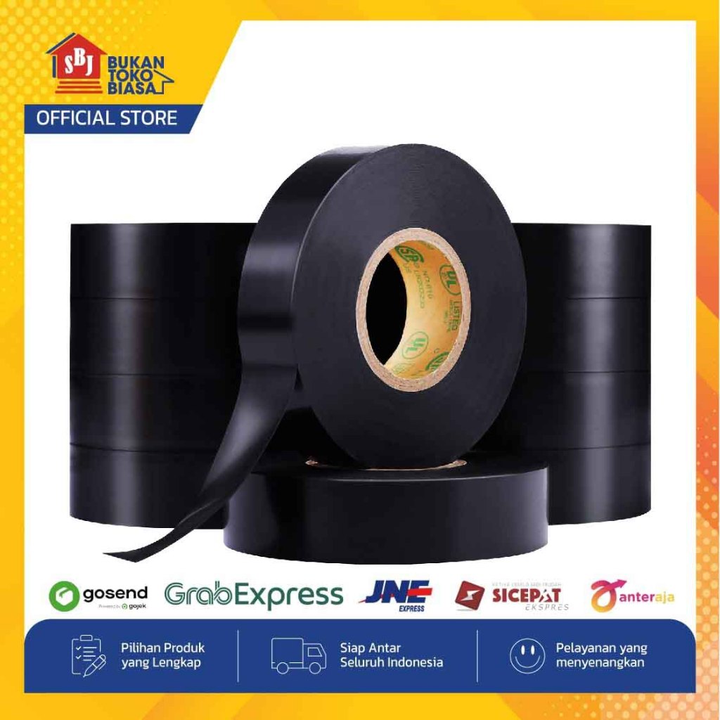 Jual Meval Isolasi Listrik PVC Hitam Electrical Tape 3/4" X 5,10,20 ...