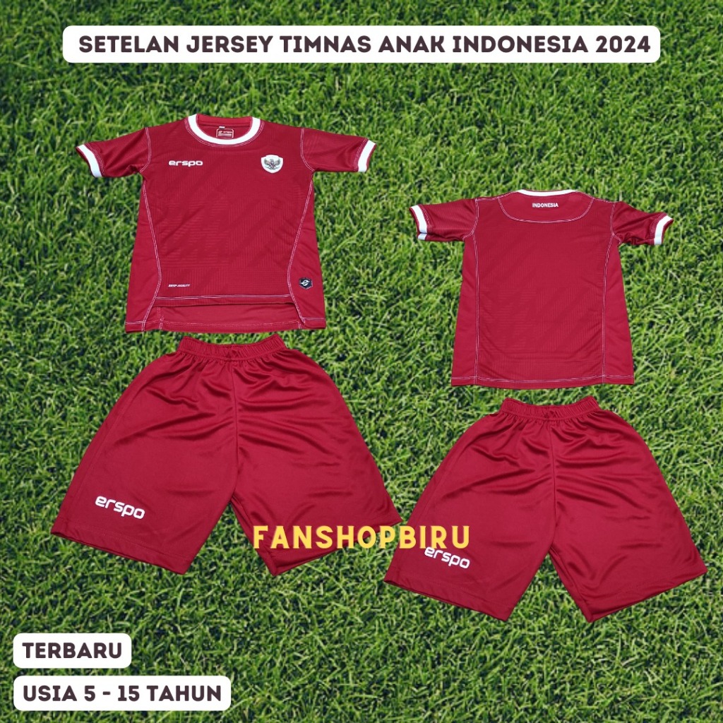 Jual SETELAN JERSEY TIMNAS ANAK HOME MERAH 2024 LOGO TIMBUL BISA CUSTOM NAMA DAN NO PUNGGUNG ...