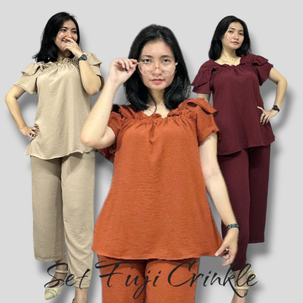 Jual One set Fuji Crinckle Airflow Polos Tangan Pendek 2 Layar | Shopee ...