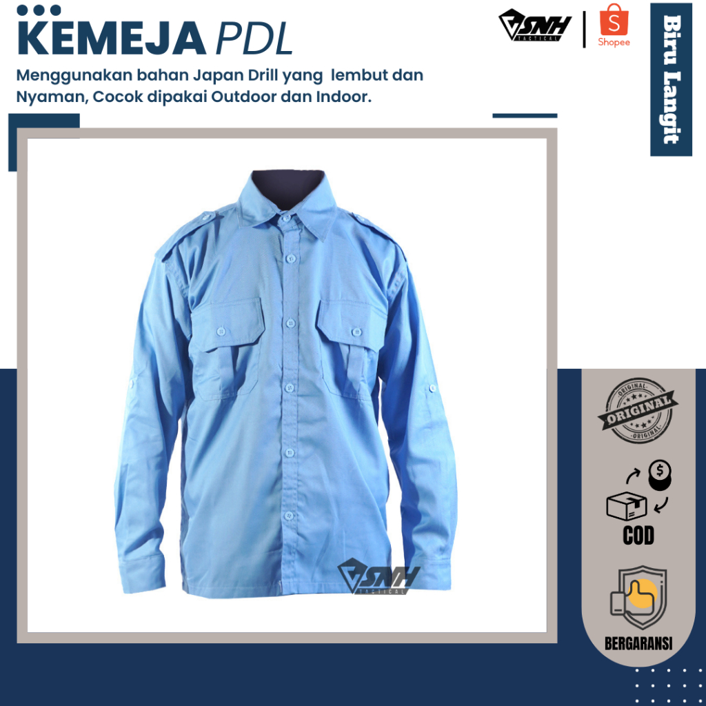 Jual Asnh Kemeja Pdl Outdoor Tangan Panjang - Biru Langit | Shopee ...