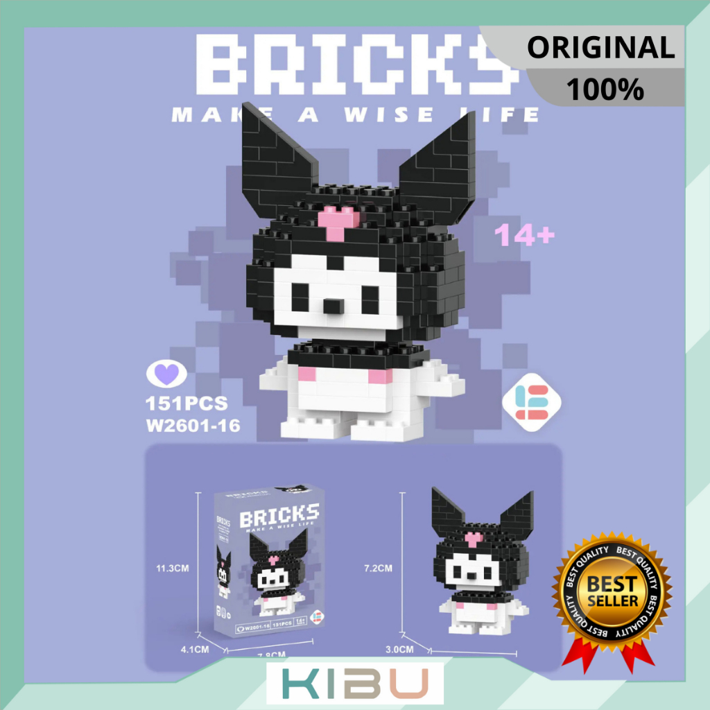 Jual Mainan Balok Susun Karakter Kuromi LEGO Figure 151PCS BRICKS KIBU ...