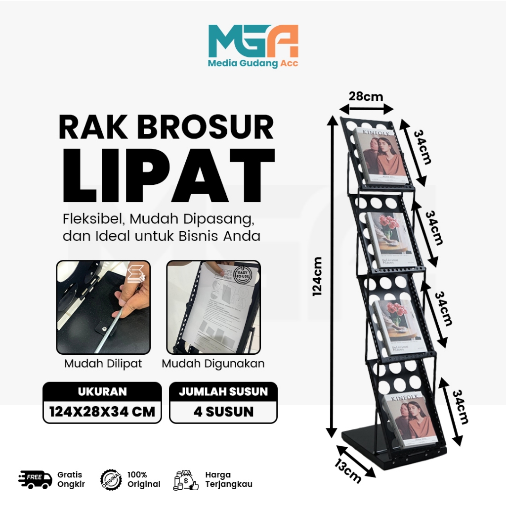 Jual RAK BROSUR / RAK DISPLAY / RAK MAJALAH 4 SUSUN LIPAT BESI | Shopee ...