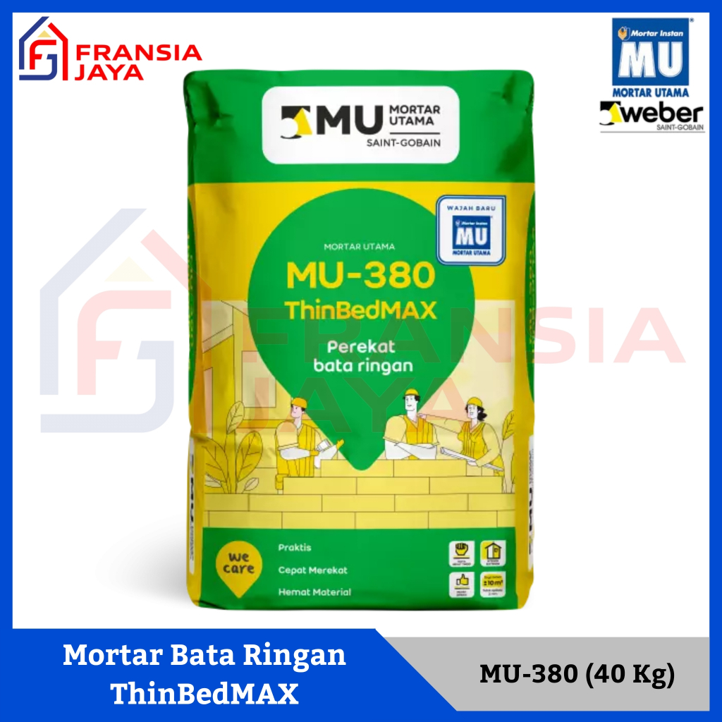 Jual MU-380 | MU380 Mortar Perekat Bata Ringan Hebel 40 Kg Mortar Utama ...