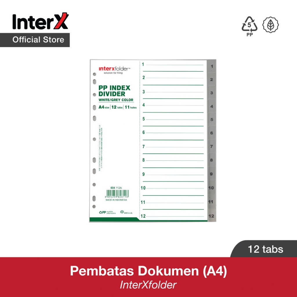 Jual InterX Folder Index Divider A4 - Pembatas File Warna 10 Tab ...