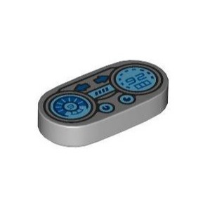 Jual Lego Light Bluish Gray Part 1126pb004 Tile, Round 1 x 2 Oval with ...