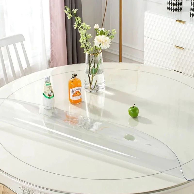 Jual Taplak Meja Bulat Mika PVC Transparan 0.8mm Tebal Lentur Taplak Mika Bening Waterproof ...