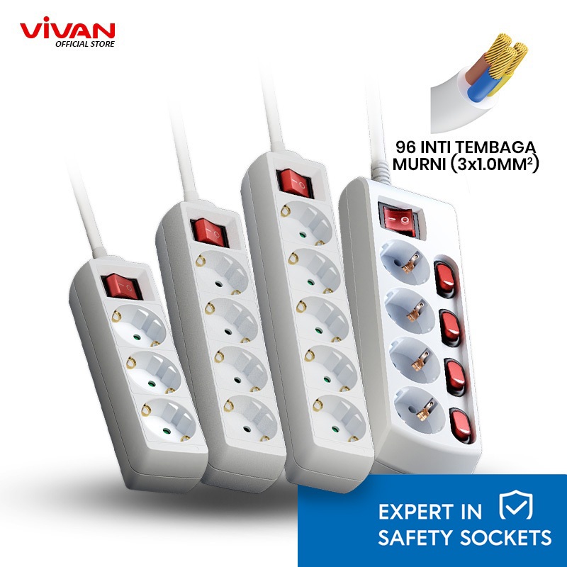 Jual VIVAN Safety Socket VPS Series Stop Kontak Saklar Socket 3 - 5 ...