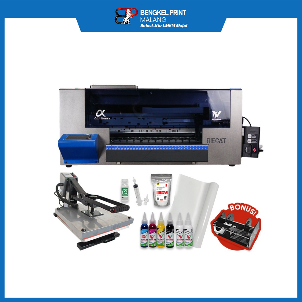 Jual PAKET USAHA DTF | MESIN PRINTER RIECAT ALFA DTF GEN 3 + MESIN PRESS | Shopee Indonesia
