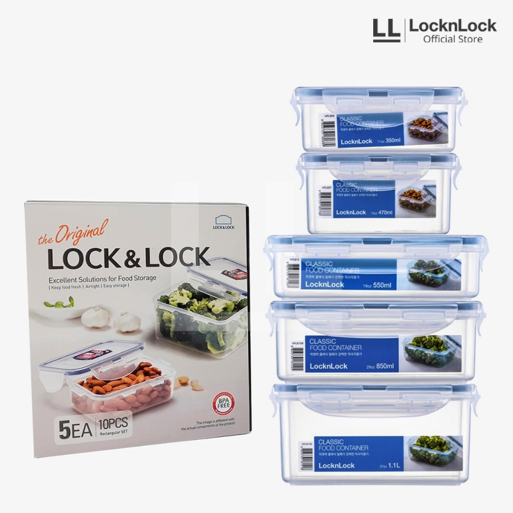 Jual LocknLock Classic Gift Set Special Rectangular 5Pcs - HPL815SG5 ...