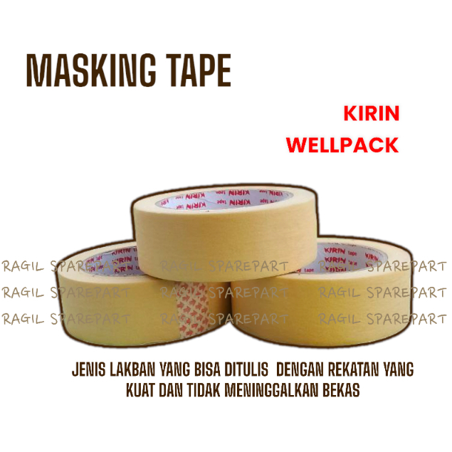 Jual LAKBAN KERTAS KIRIN MASKING TAPE KUNING 1" X 15M 24MM ISOLASI ...