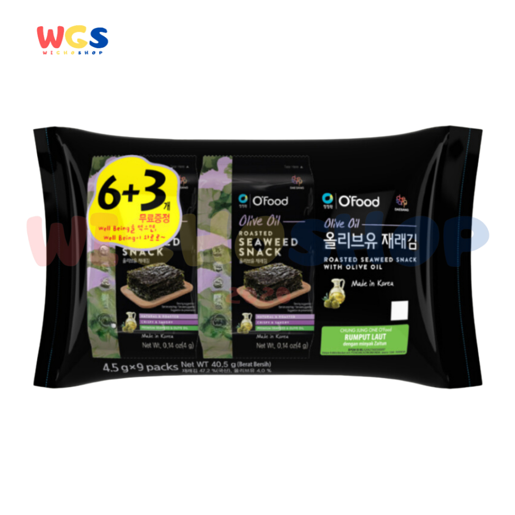 Jual O’Food Olive Oil Roasted Seaweed Snack 6+3 Pack (9 x 4.5g ...