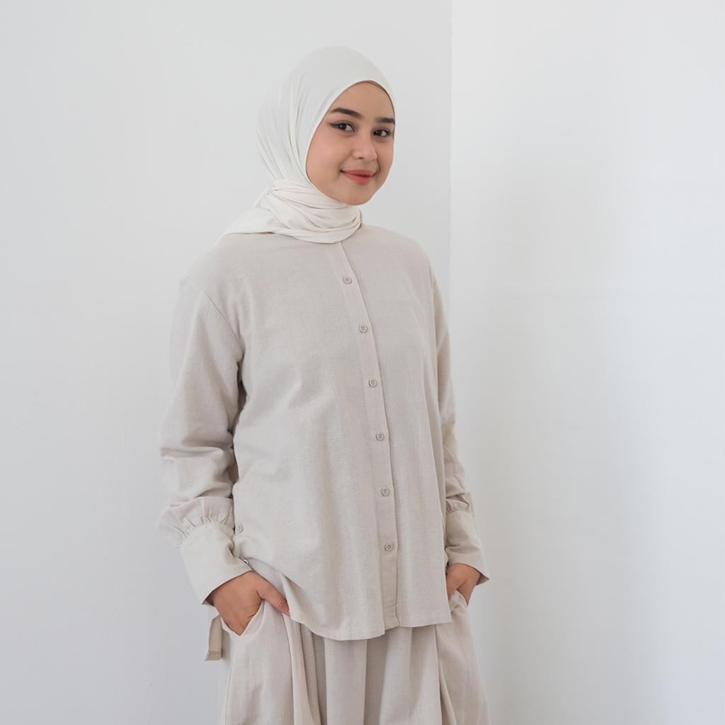 Jual YEPPUOUTFIT - Eunbi Linen One set I Setelan Kemeja Blouse Linen dan Skirt Linen A Line ...